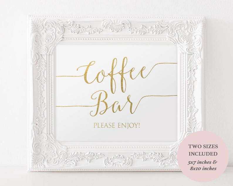 Gold Coffee Bar Sign Printable Wedding Sign Modern Sign - Etsy