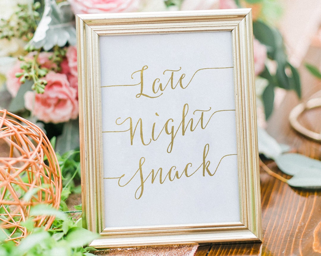 Gold Late Night Snack Sign Template Gold Foil Printable - Etsy