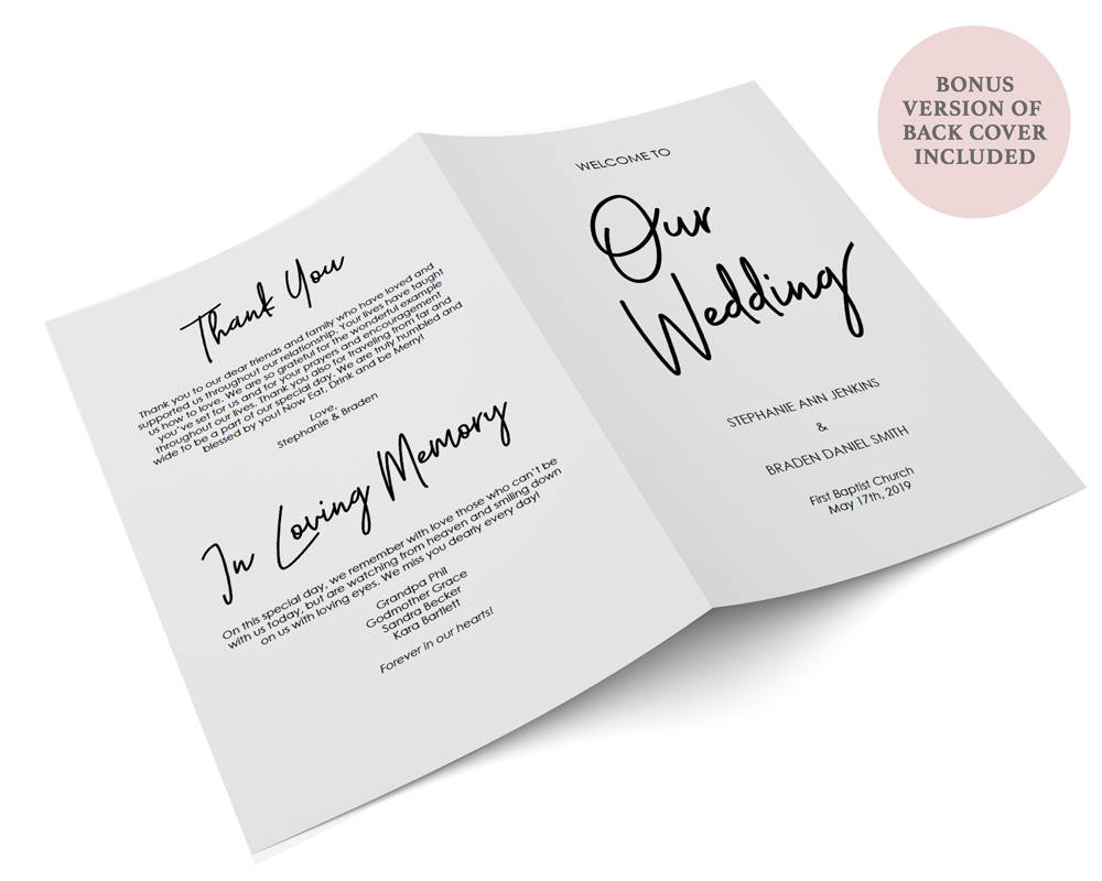 Printable Booklet Program Folded Program Modern Wedding | Etsy