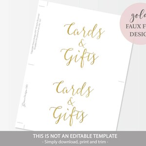 Gold Cards and Gifts Printable Sign Gold Faux Foil - Etsy