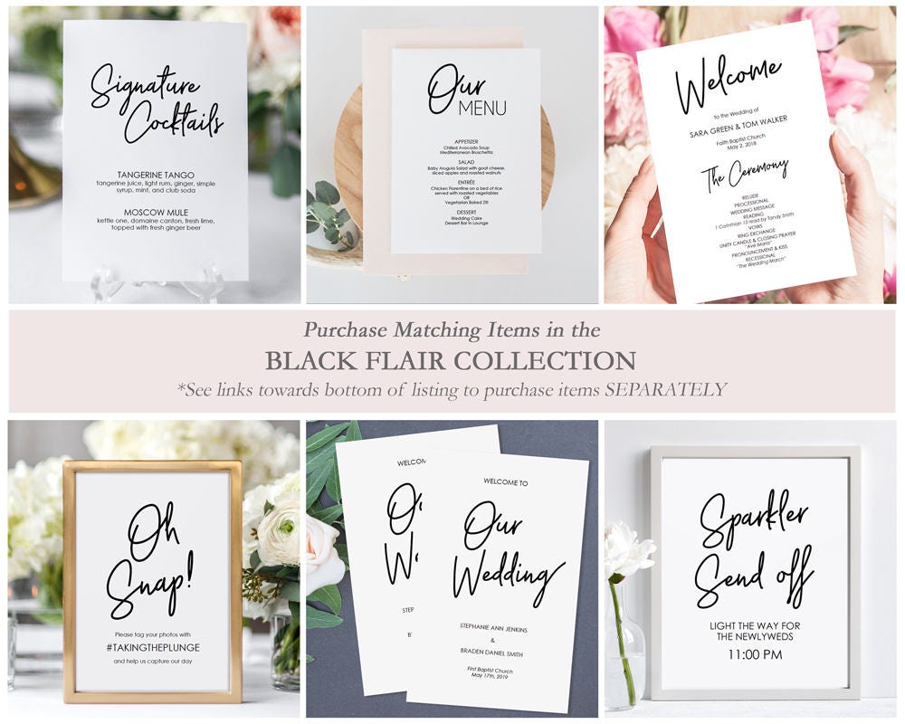 Modern Menu Printable Tall Menu Instant Digital Download - Etsy