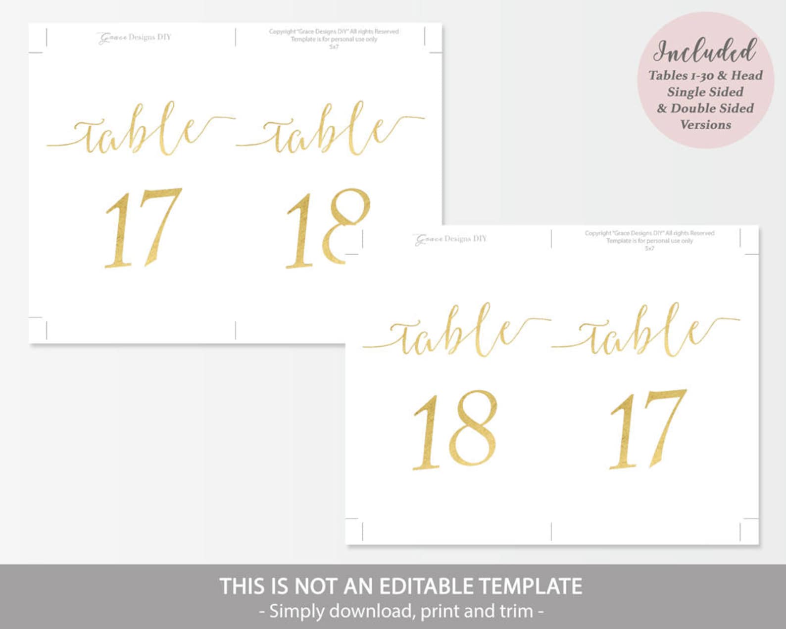 Gold Table Numbers Printable Gold Faux Foil Table Card Set - Etsy