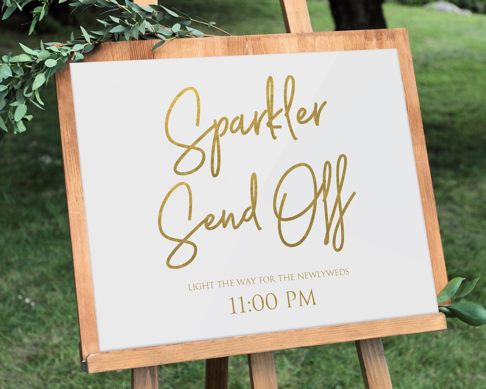 Gold Sparkler Send Off Sign 16x20 sign faux Gold Foil | Etsy