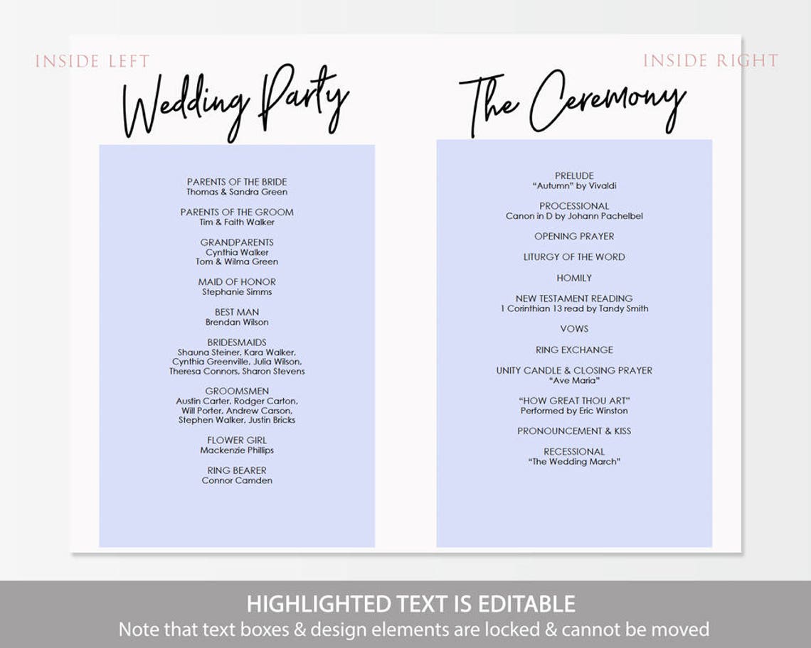 Printable Booklet Program Folded Program Modern Wedding - Etsy