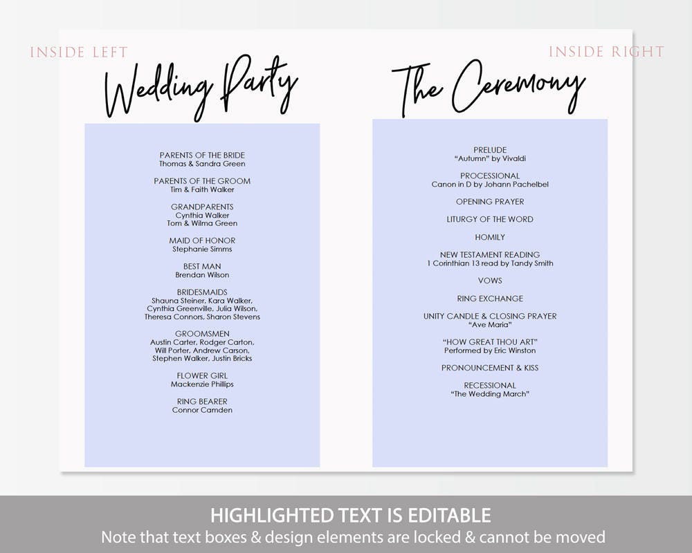 Printable Booklet Program Folded Program Modern Wedding | Etsy
