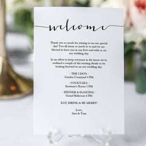 Welcome Card Printable Editable PDF DIY Template Welcome Favor Card ...