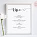Menu Sign Template Framable Menu Card Editable PDF DIY Menu Template ...