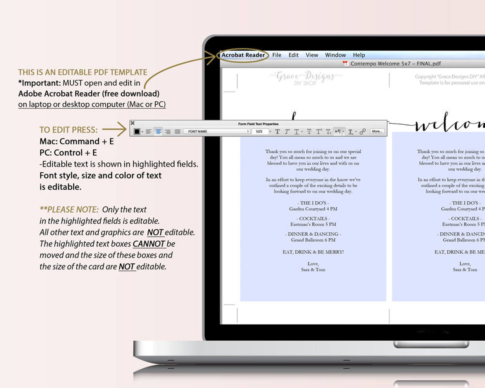 Welcome Card Printable Editable PDF DIY Template Welcome - Etsy