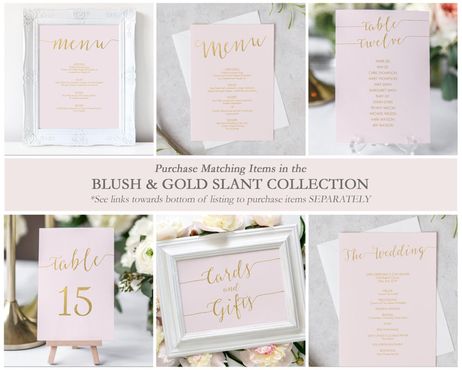 Blush Pink and Gold Menu Printable DIY Template Instant - Etsy