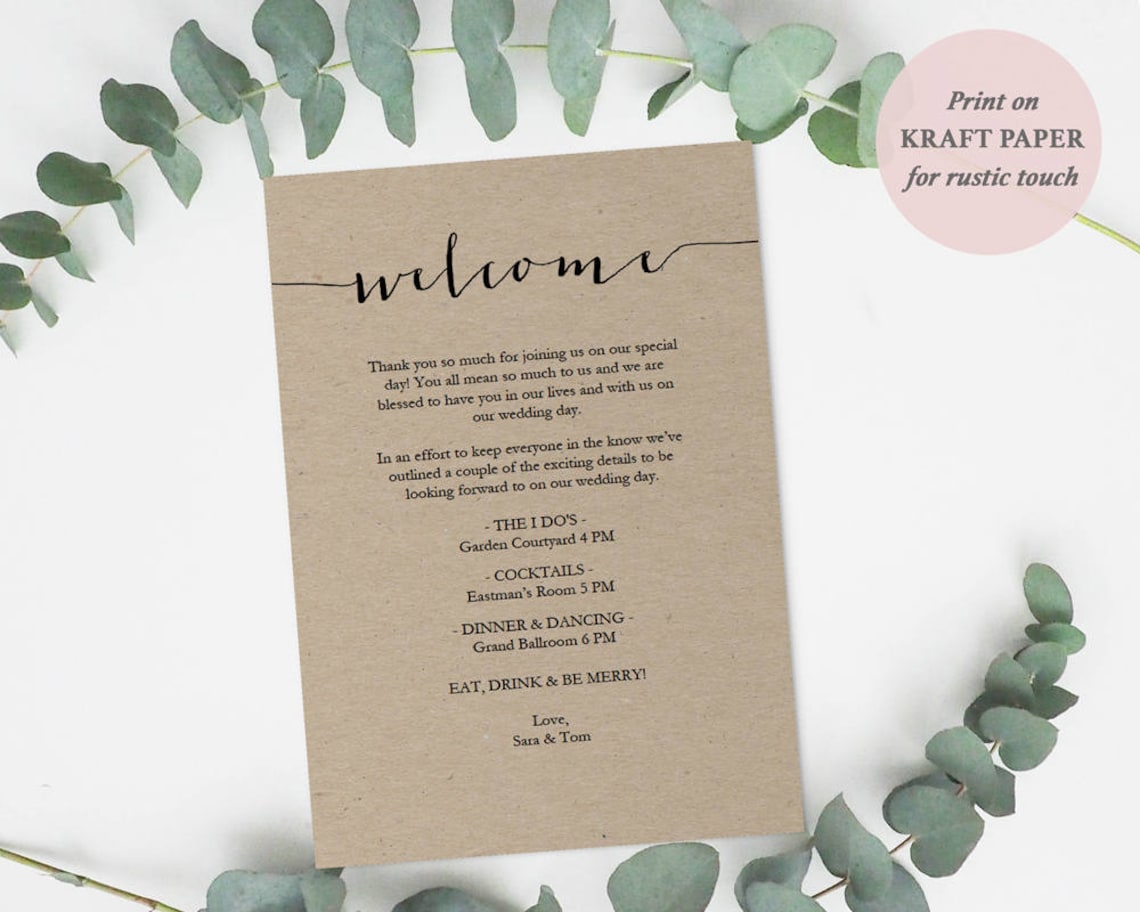 Welcome Card Printable Editable PDF DIY Template Welcome | Etsy