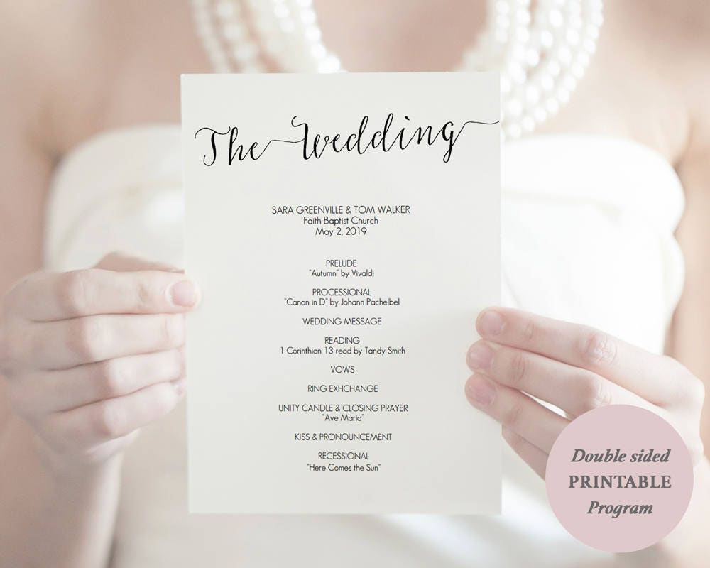 Wedding Program Printable Instant Download Editable PDF | Etsy