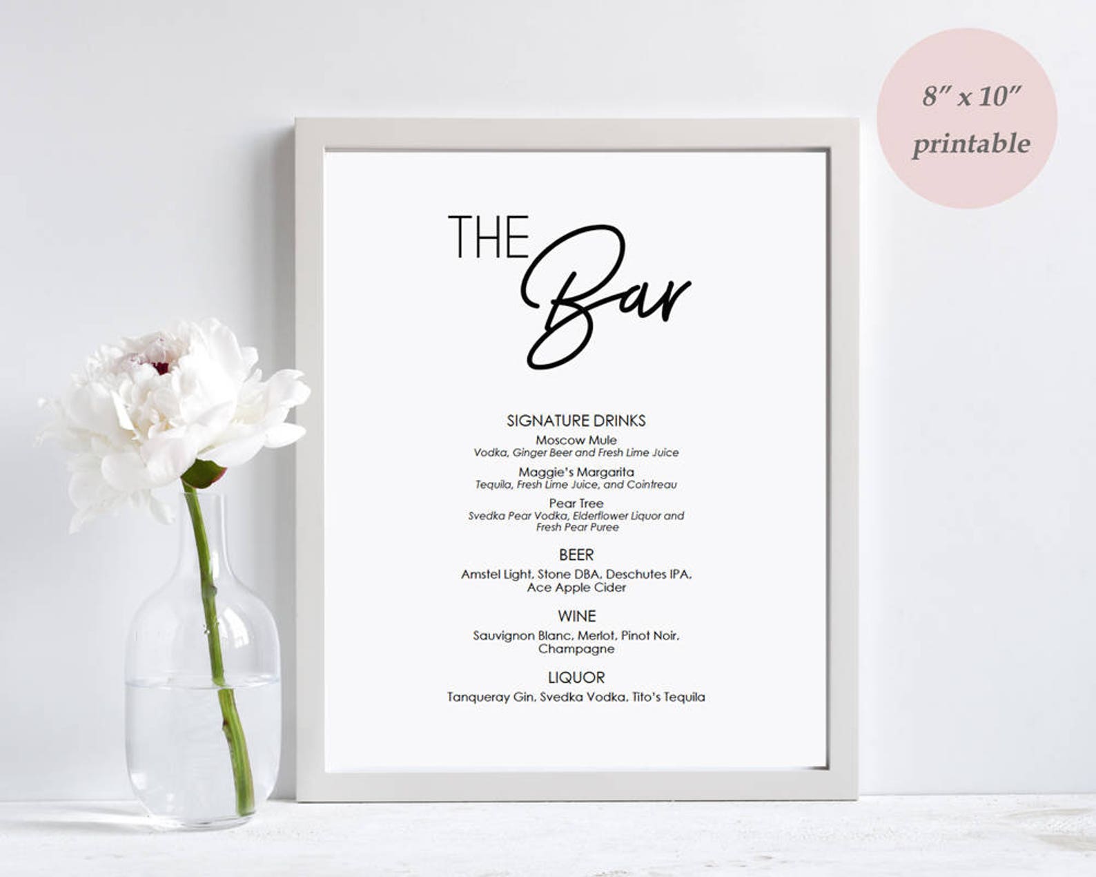 Bar Menu Sign Calligraphy Script Printable Digital File - Etsy