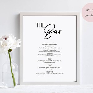 Bar Menu Sign Calligraphy Script Printable Digital File Editable PDF ...