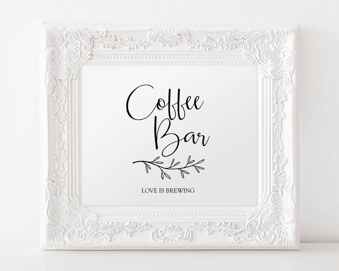 Coffee Bar Printable Sign Rustic Branch Detailing Black - Etsy