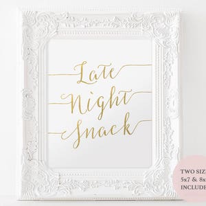 Gold Late Night Snack Sign Template Gold Foil Printable - Etsy