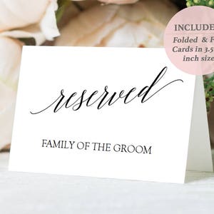 Printable Reserved Signs Tented Reserved Cards Wedding - Etsy