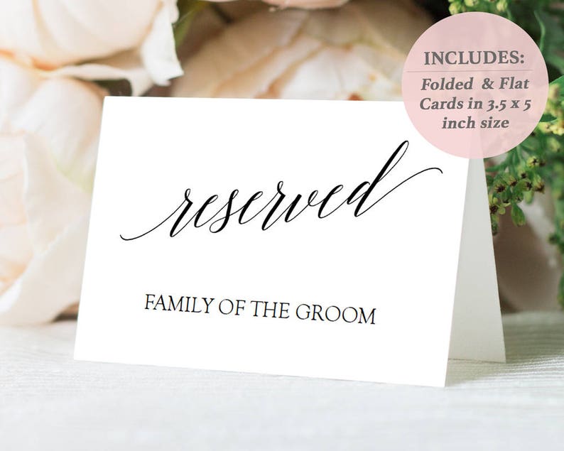 Printable Reserved Signs Tented Reserved Cards Wedding - Etsy