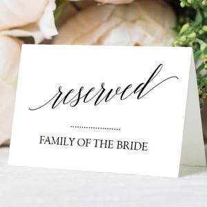 Printable Reserved Signs Tented Reserved Cards Wedding - Etsy