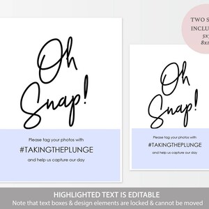 Oh Snap Social Media Sign Printable Hashtag Sign Template - Etsy