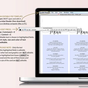 Printable Script Menu Template DIY Wedding Menu Instant - Etsy Canada