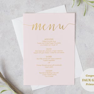 Blush Pink and Gold Menu Printable DIY Template Instant Download ...