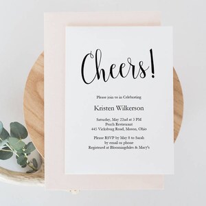 Printable Cheers Party Invitation Cocktail Party, Bridal, Corporate ...