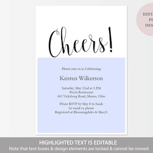 Printable Cheers Party Invitation Cocktail Party, Bridal, Corporate ...