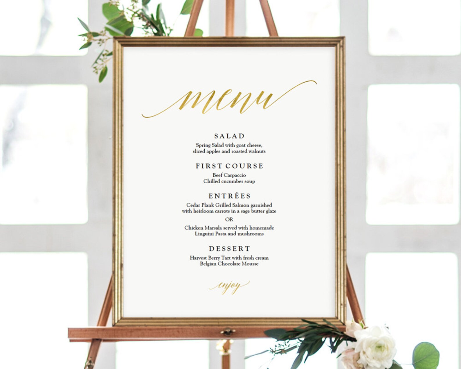 Printable Gold Menu Poster Gold Foil Wedding Buffet Menu | Etsy