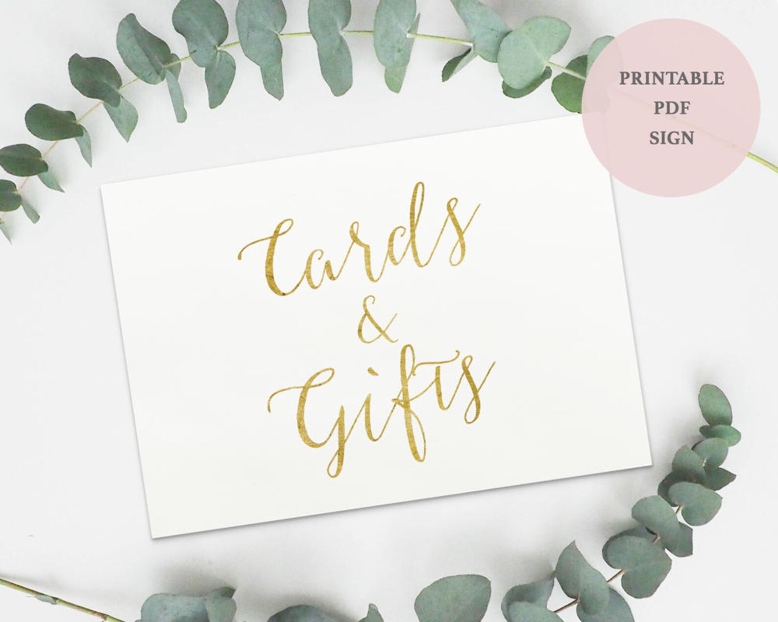 Gold Cards and Gifts Printable Sign Gold Faux Foil | Etsy
