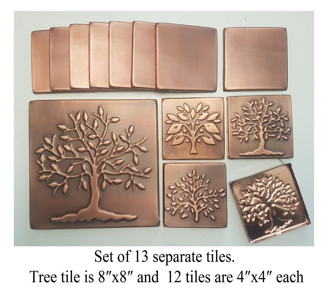 Tree of Life Copper Tiles 13 Tiles Set, Tree of Life Wall Decor , Metal ...