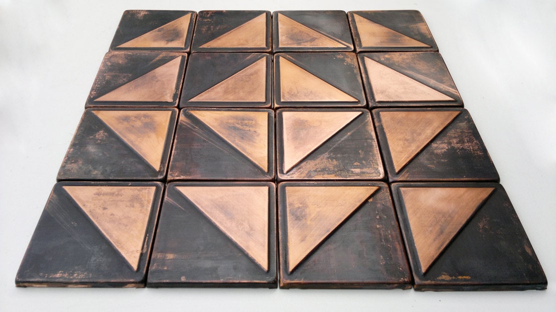 Copper Kitchen Dark Brown Patina Copper SET OF 16 TILES - Etsy