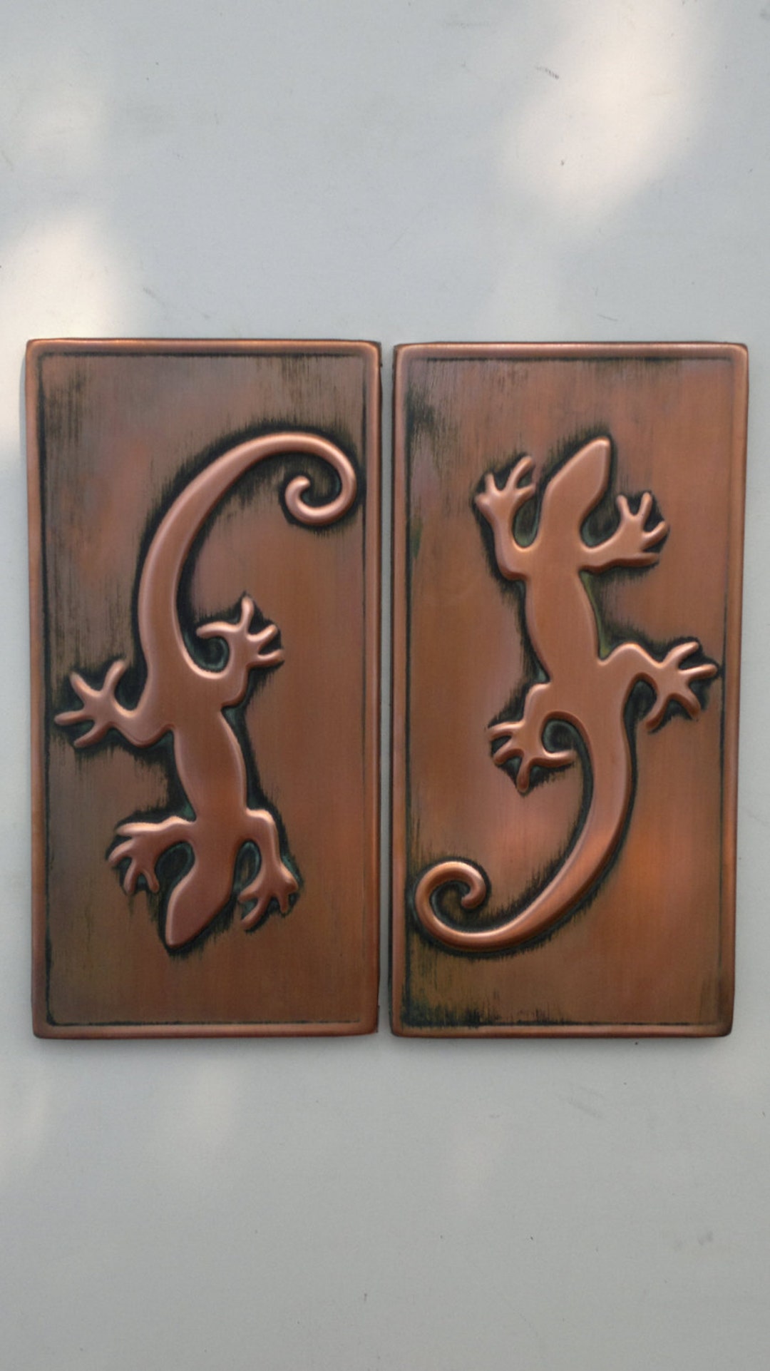 ART TILES, 2 Antique Tiles, Rustic Tiles,lizard, Decor, Dragon ...