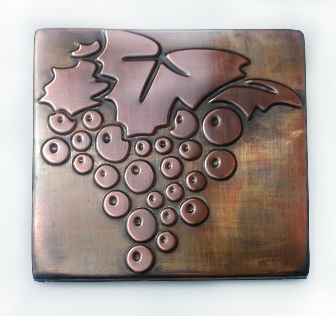 Grapes Decor, Grapes Wall Decor, Grapes Tiles. Metal Wall Art, Copper ...