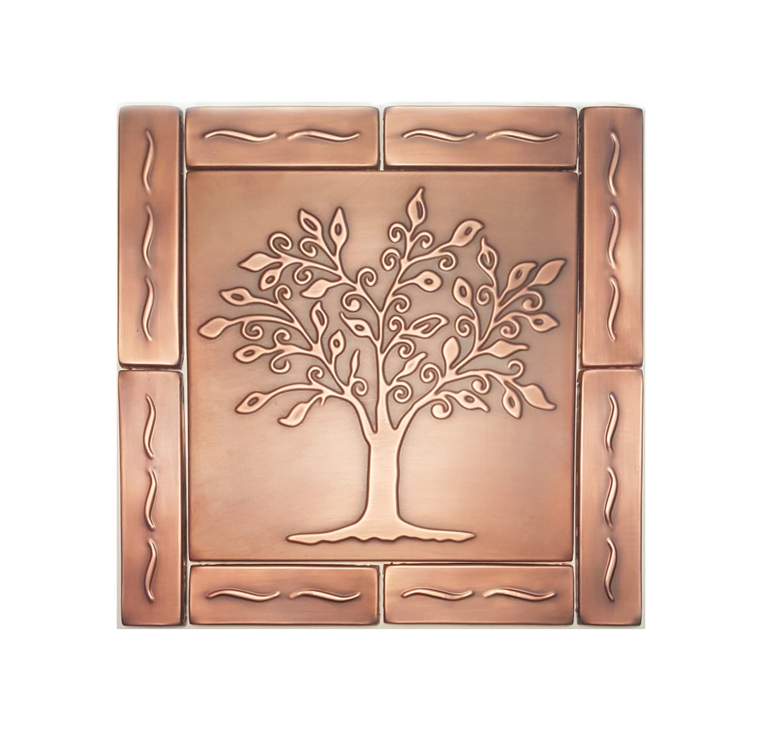 Handmade Copper Tree of Life Metal Tiles, Kitchen Backsplash (16''x16 ...