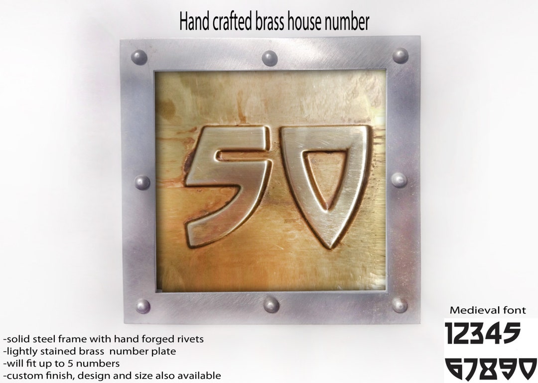 Brass House Number, Metal House Number ,hand Made Metal Sign, Hand ...