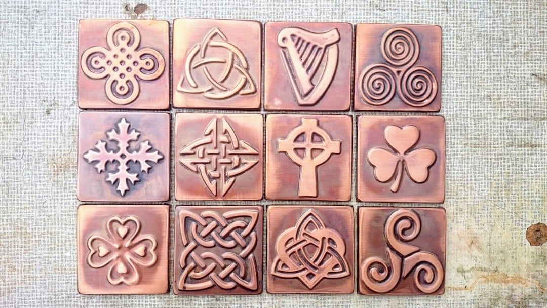 Celtic Tiles, Celtic Designs, Set of 4 Copper Celtic Tiles , Celtic ...