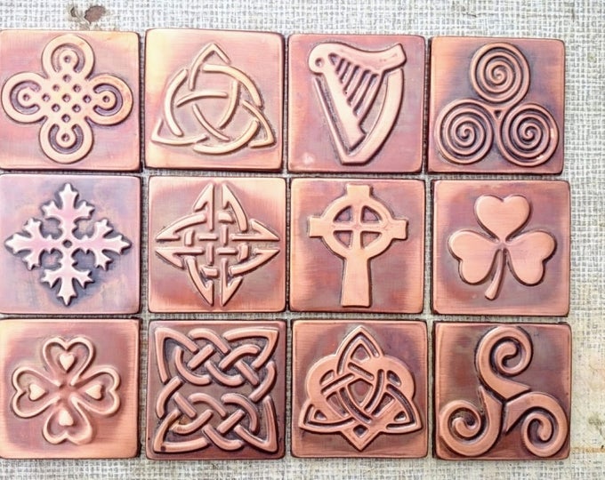 Celtic Tiles, Celtic Designs, Set of 4 Copper Celtic Tiles , Celtic ...