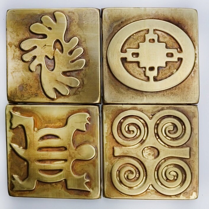 Adinkra Copper Tiles, Magic Symbols, African Design, Set of 4 - Etsy