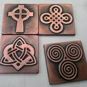 Celtic Tiles, Celtic Designs, Set of 4 Copper Celtic Tiles , Celtic ...
