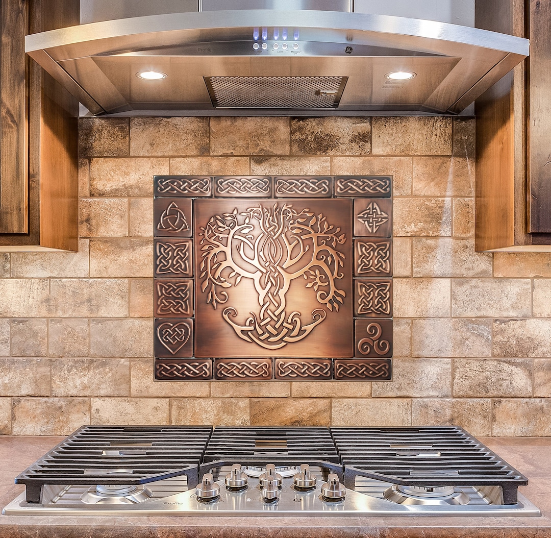 Tree of Life Copper Backsplash, Celtic Kitchen Tiles, Metal Wall Art - Etsy