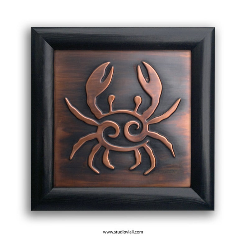 Cancer zodiac sign CANCER Zodiac Symbol Copper relief size | Etsy
