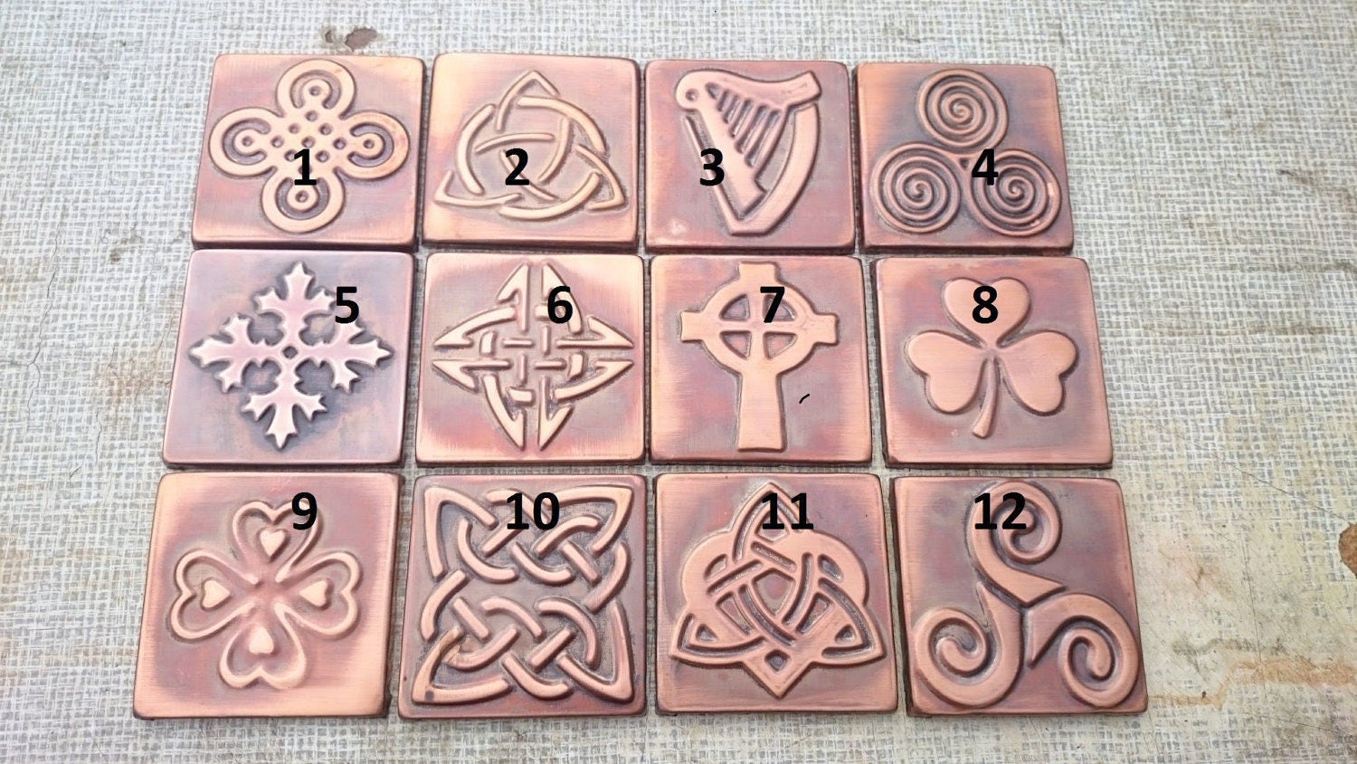 Celtic Tiles, Celtic Designs, Set of 4 Copper Celtic Tiles , Celtic ...