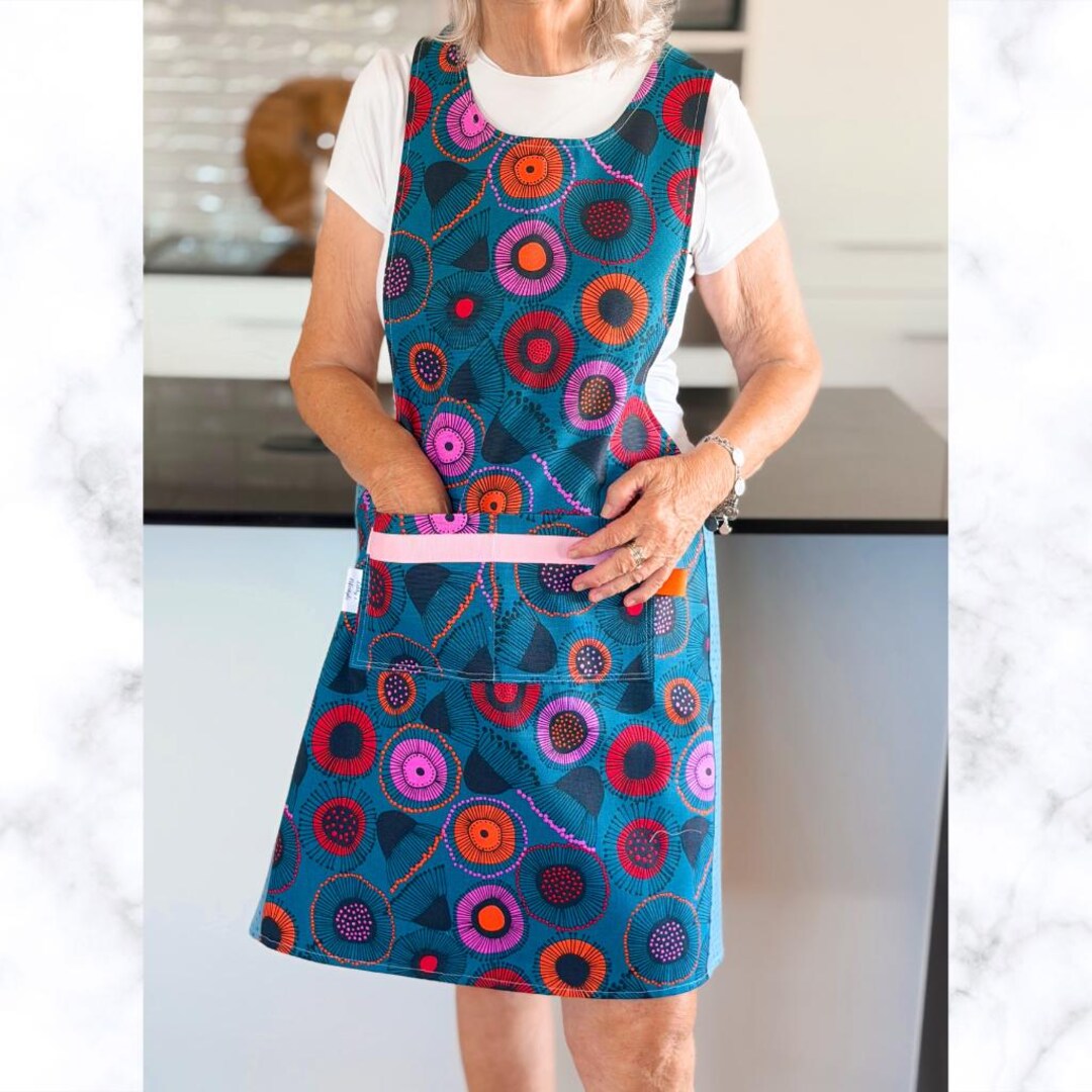 Australian Bush Flowers Cross Back Apron. Japanese Style Kitchen Apron ...