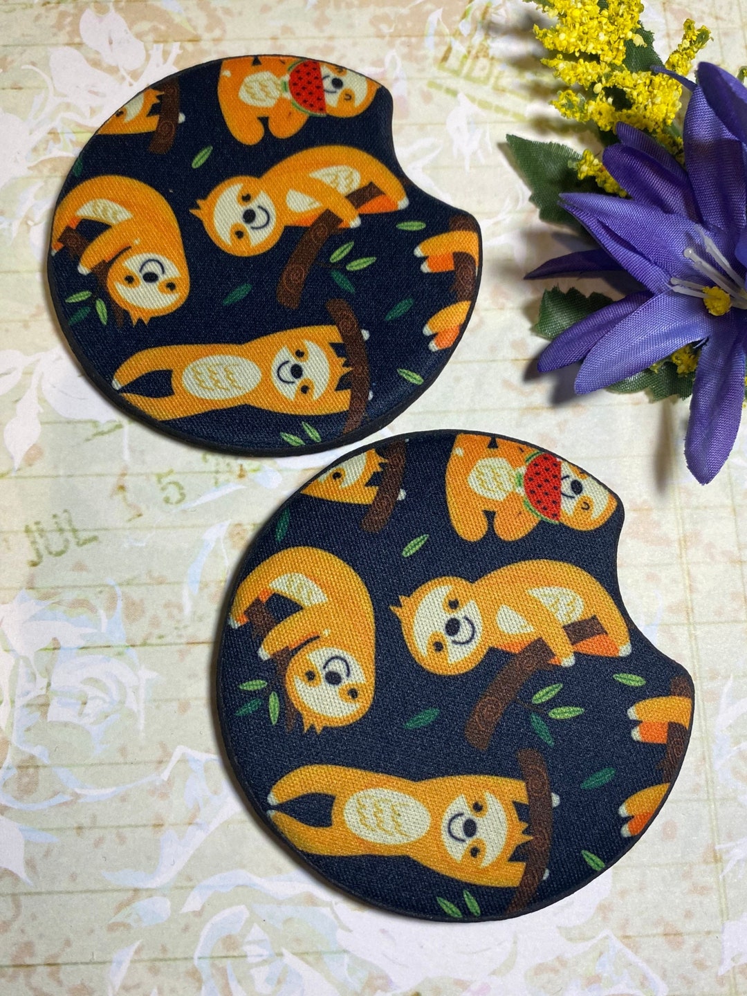 Cute Sloth Car Coasters Drink Holder Coaster (2pk) - Cute Animal Gifts ...