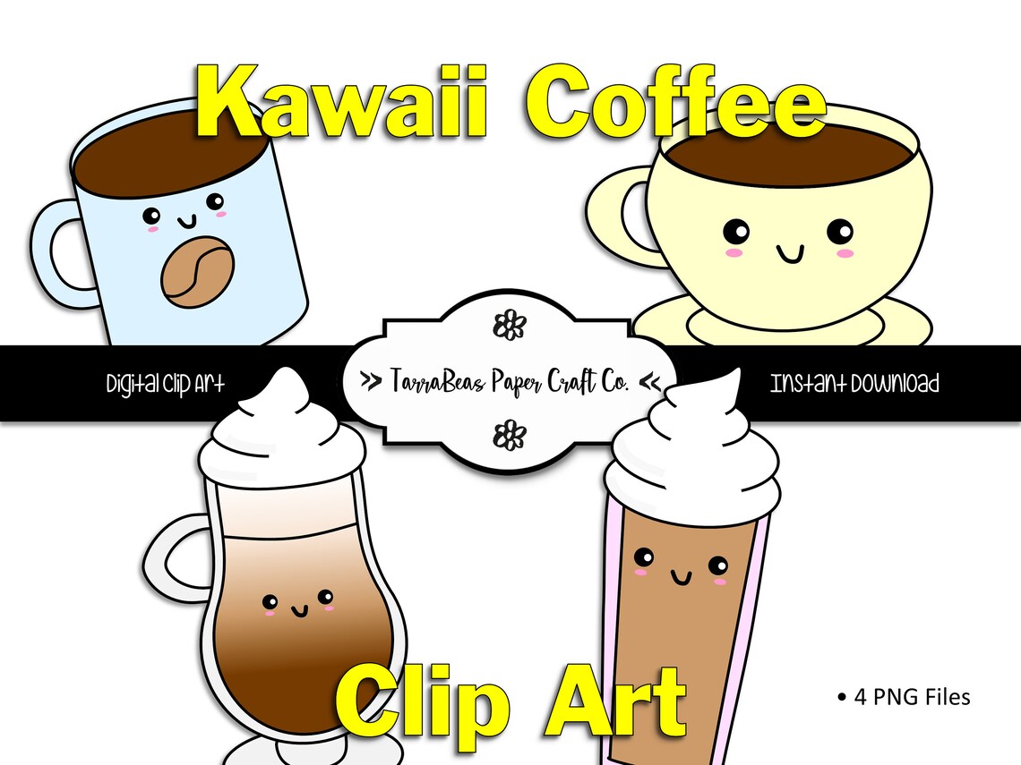 Kawaii Coffee Clip Art for Scrapbooking / Card Making / Paper | Etsy