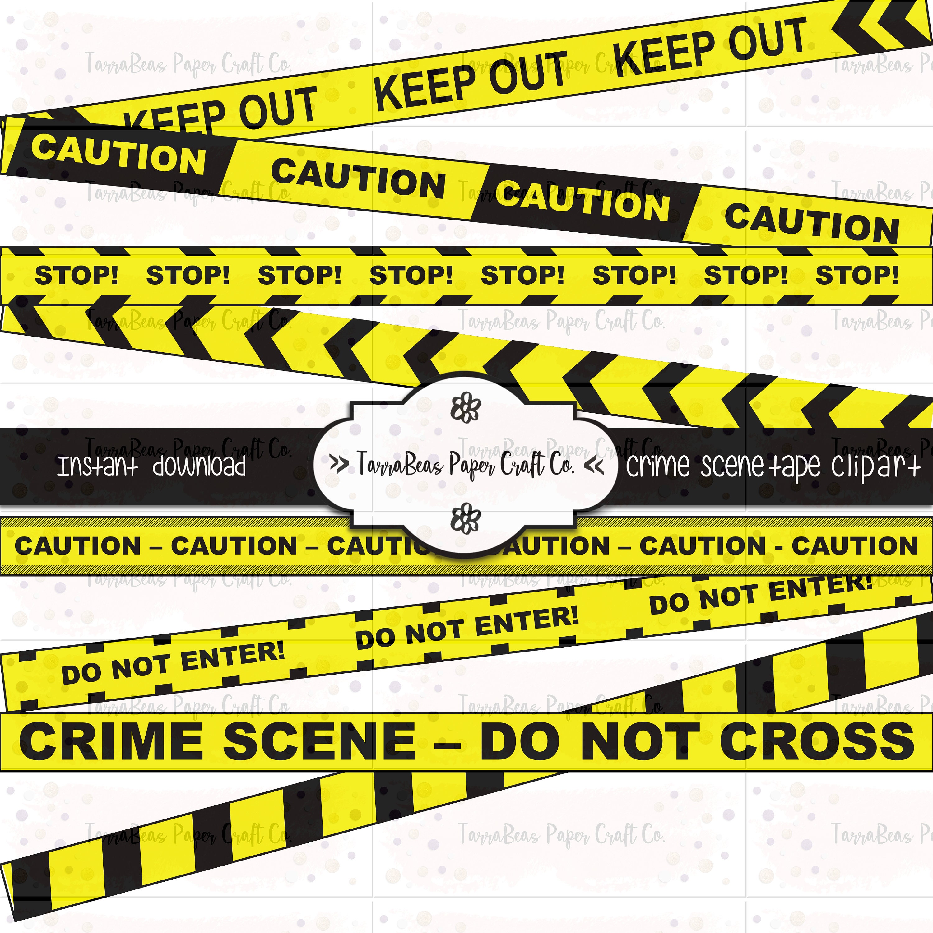 Crime Scene CSI Tape Clip Art / Police Line Tape / Danger Clipart for ...