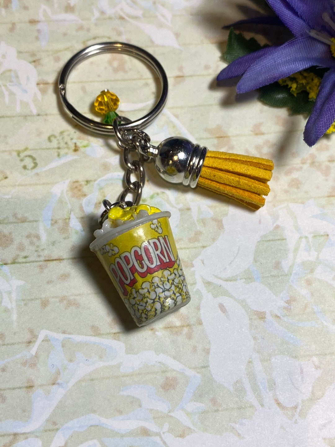 Mini Keychain - Cute, Fun & Quirky Miniature Charm Keychain - Popcorn ...