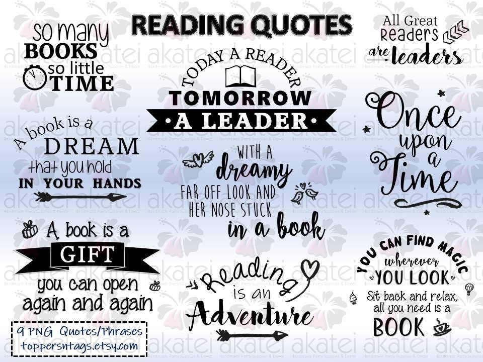 Reading Quotes & Themed Phrases/sayings PNG Files Instant - Etsy