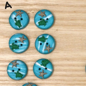 Beach Buttons, Turtle and Starfish Buttons, Unique Handmade Polymer ...
