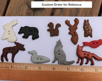 Woodland Animal Buttons - Etsy